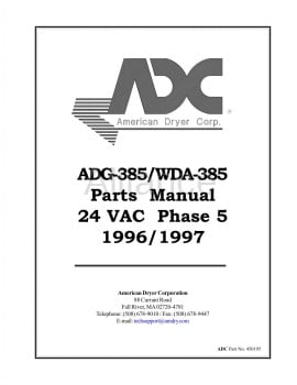 Diagrams, Parts and Manuals for American Dryer ADG-385 Dryer